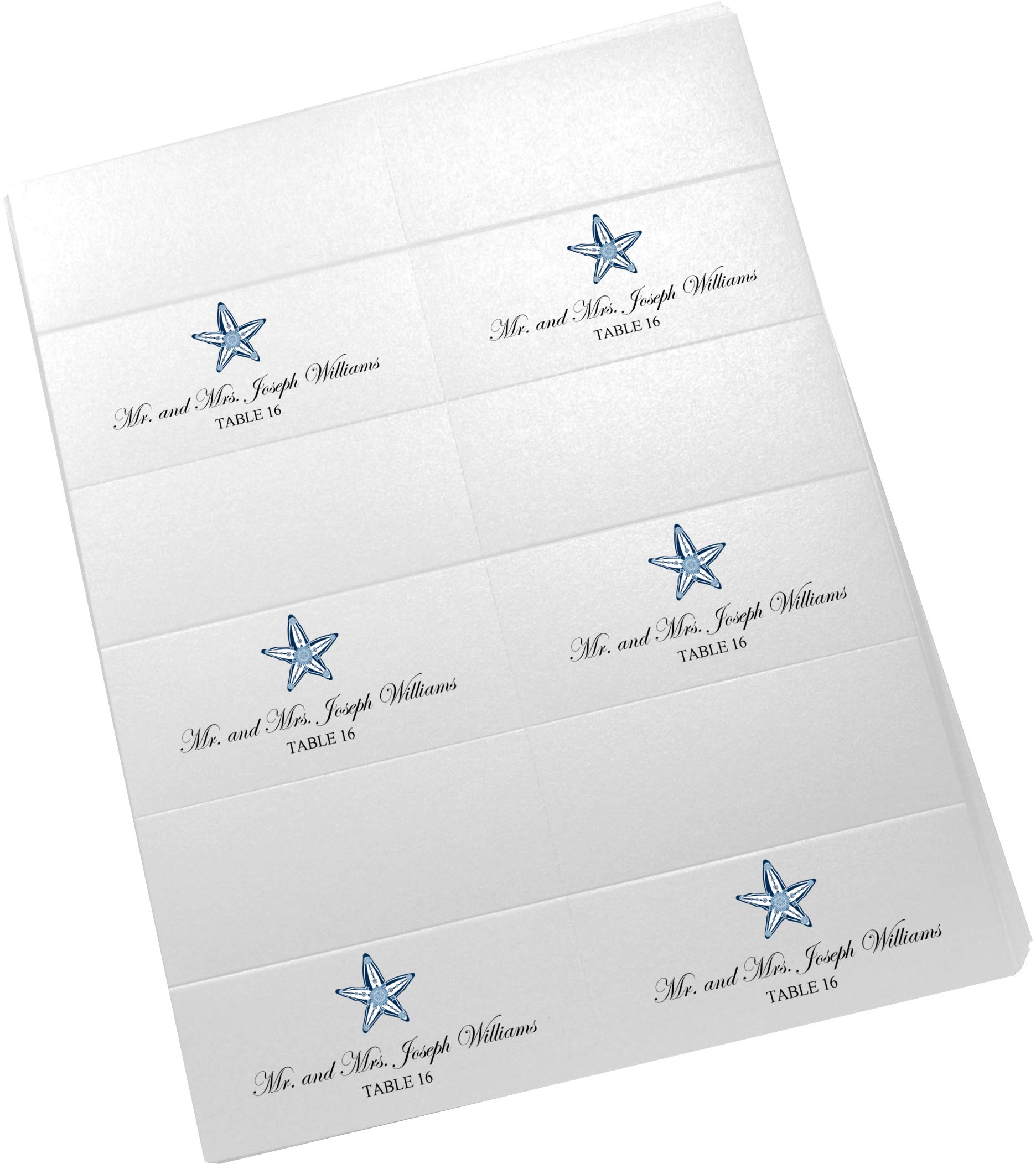 Starfish Printable Place Cards, Set of 60 (10 Sheets), Laser & Inkjet Printers - Wedding, Party, Dinner, and Special Events - Made in the USA