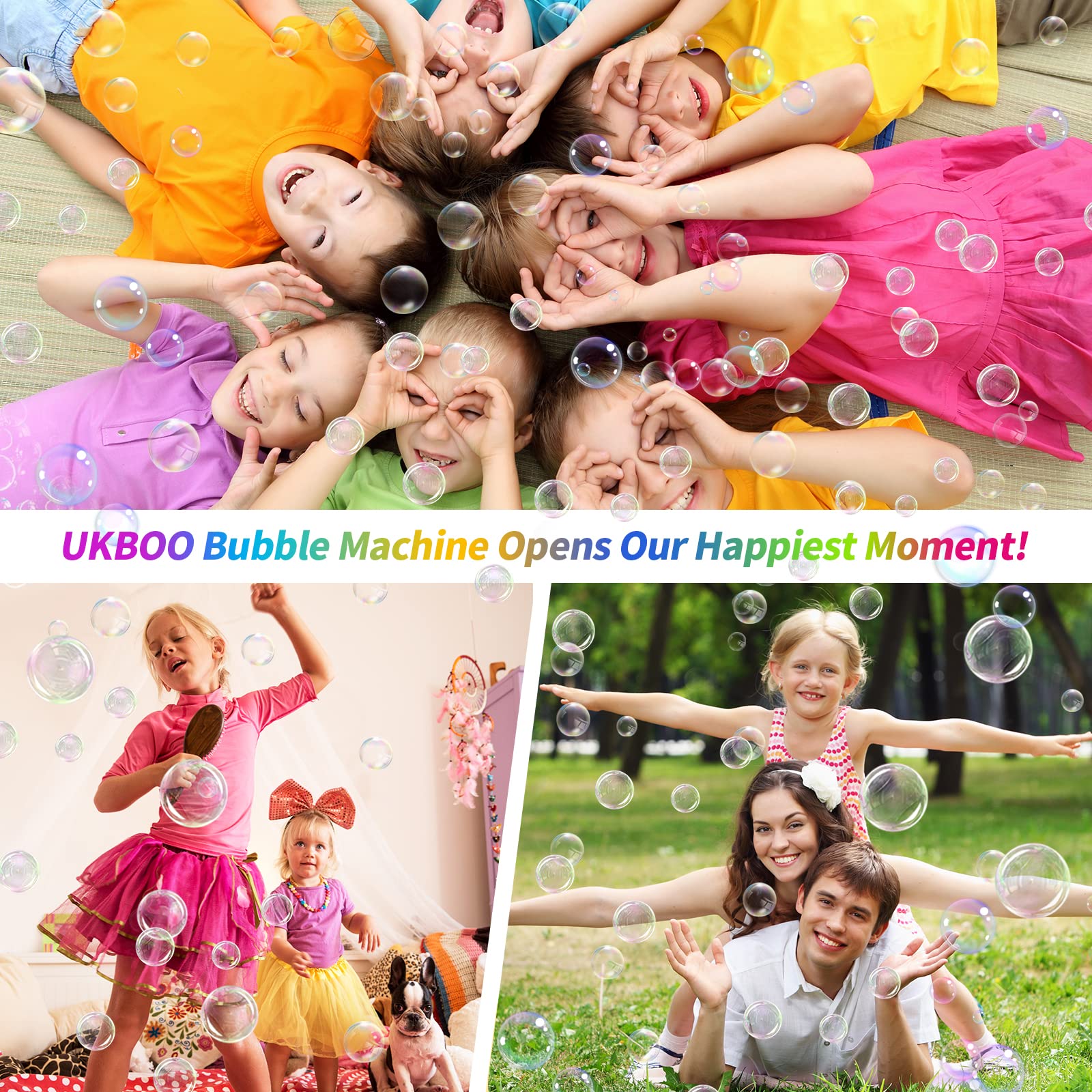 Bubble Machine Gun, Bubble Guns with Lights, 20 Bubble Solution, Bubble Blower for Toddlers Kids Adults, Bubble Machine for Parties Birthday Xmas Easter Gift, Outside Toys - Blue Bubble Maker