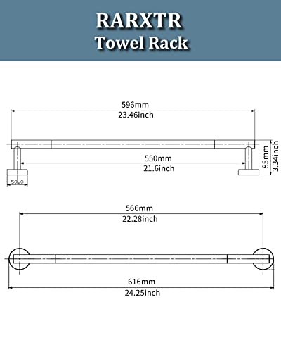 RARXTR 24 Inch Brushed Towel Bar Towel Rack for Bathroom Kitchen Hand Towel Holder Dish Cloths Hanger SUS304 Stainless Steel RUSTPROOF Wall Mount (Brushed Grey)