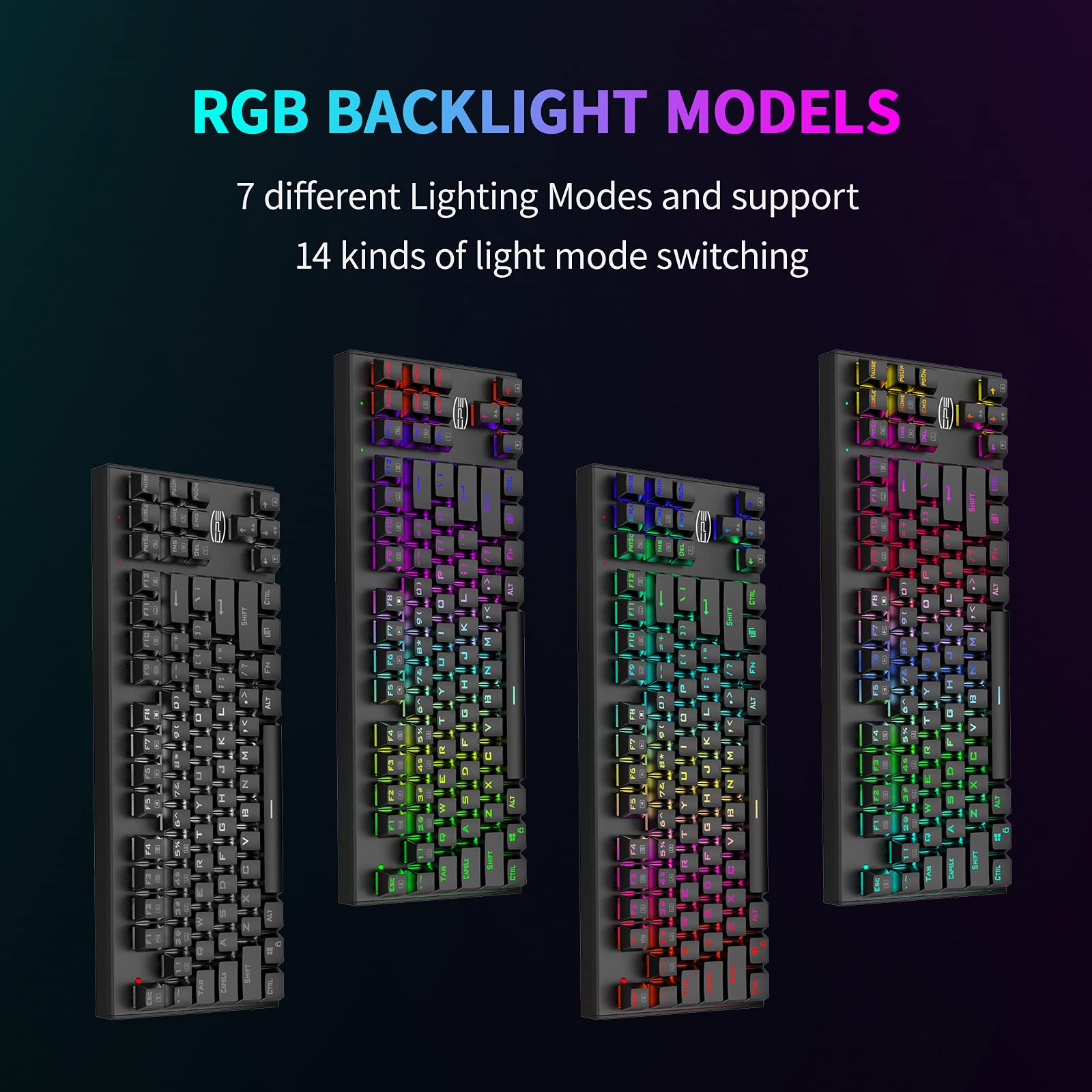 CP3 TKL Mechanical Gaming Keyboard RGB Backlit Wired Keyboard Anti-ghosting 87 Keys Quiet Mechanical Keyboard with Hot Swappable Blue Switches for Laptop, Windows, PC Games and Work