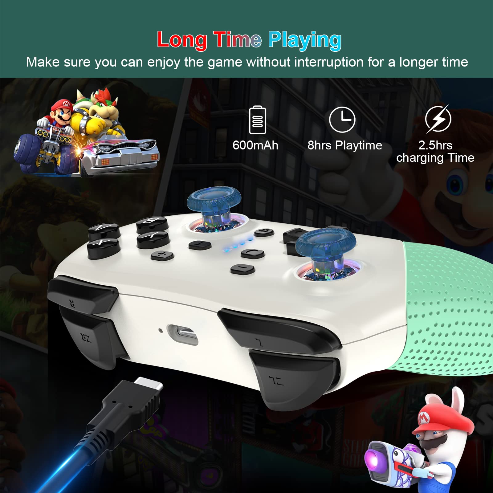 DOBE Switch Pro Controller, Wireless Switch Controller Compatible with Switch/OLED/Lite, LED Light 4-Level Vibration Wireless Remote Gamepad with Wake-up/Turbo/Motion Control