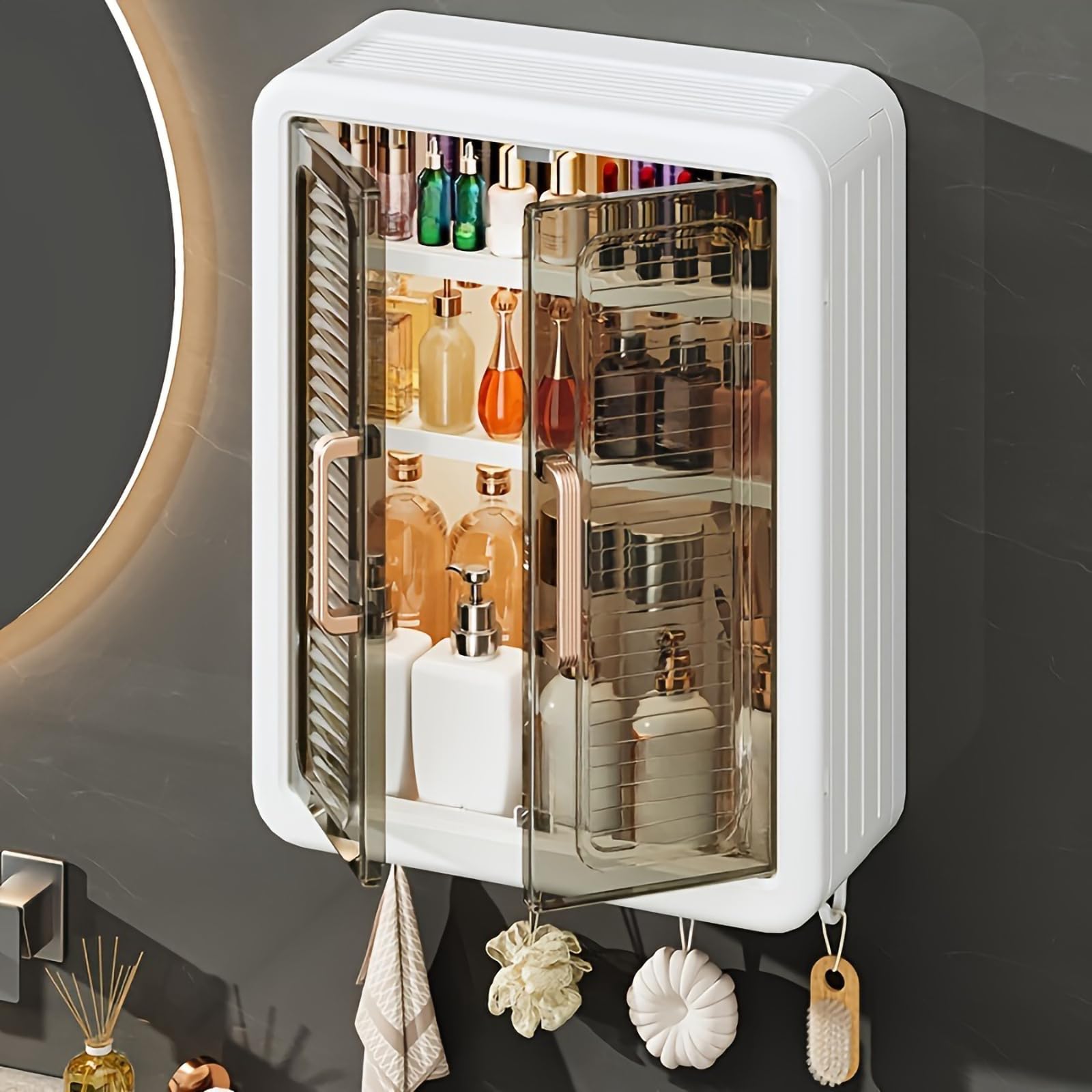 Generic Bathroom Cabinet Wall Mounted Over Toilet Storage Cabinet Two-Door Bathroom Storage Open Shelf Space Saver Medicine Cabinets for Bathroom Storage (2), White