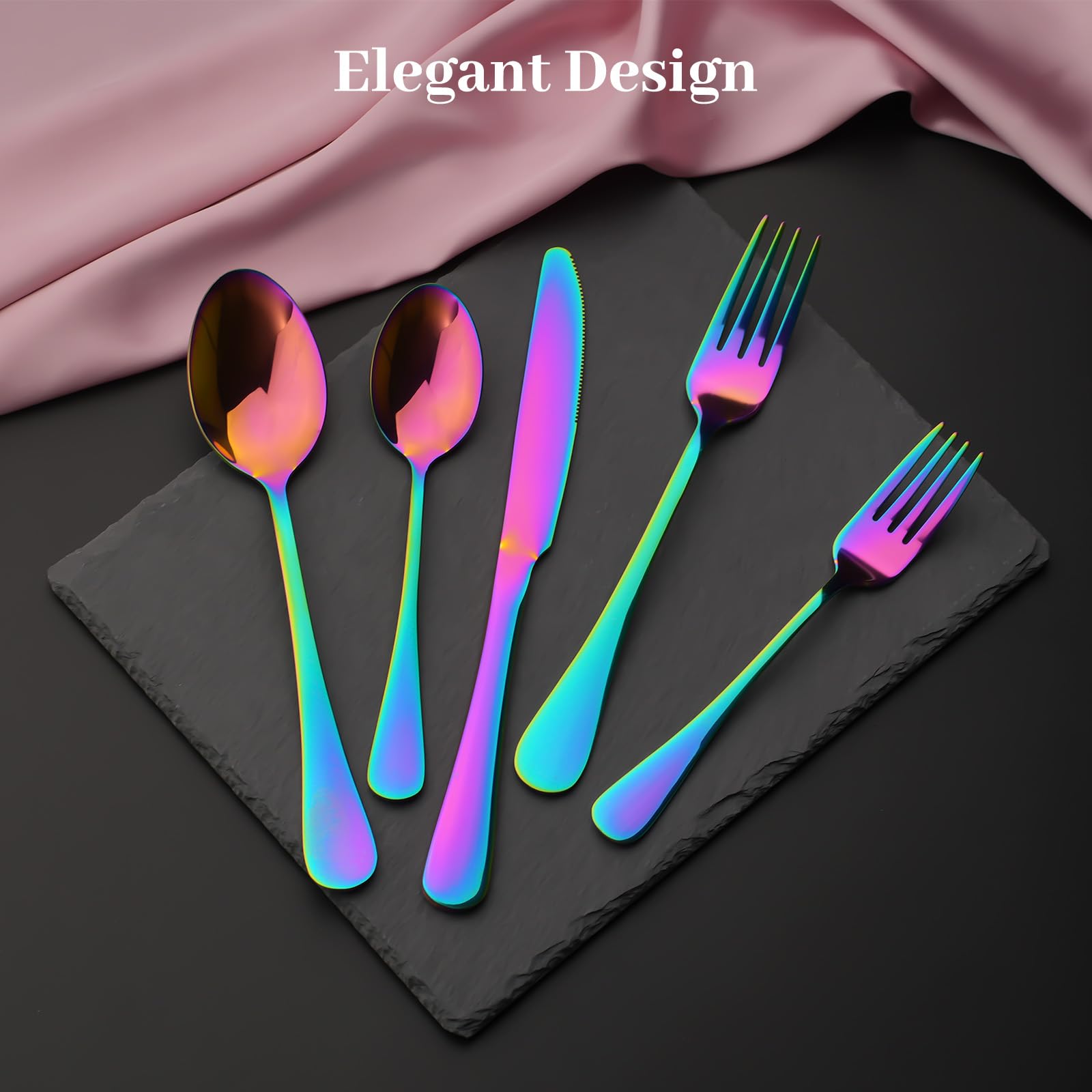 Gold Silverware Set,20 Piece Stainless Steel Flatware Set for 4, Food-Grade Cutlery Set Include Knife/Fork/Spoon, Tableware,Utensil Sets for Home Restaurant, Mirror Finish, Dishwasher Safe