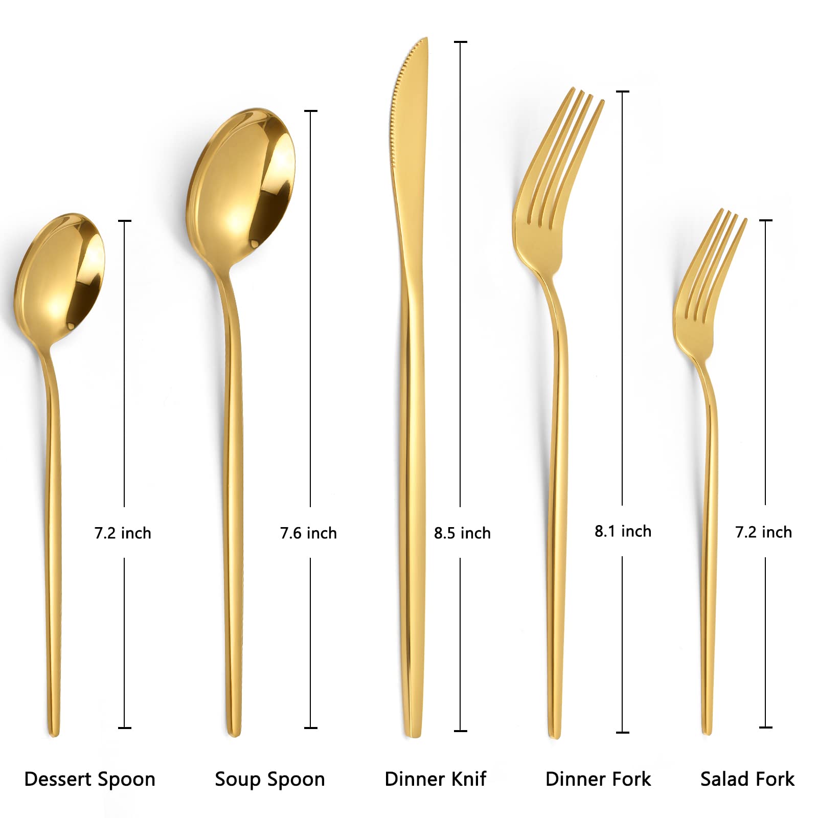 Gold Silverware Set, KassKa 20 Pieces Flatware Cutlery Set, Stainless Steel Utensils Set Spoon Fork Knives Set for Home Restaurant and Kitchen, Mirror Polished Finished, Service for 4