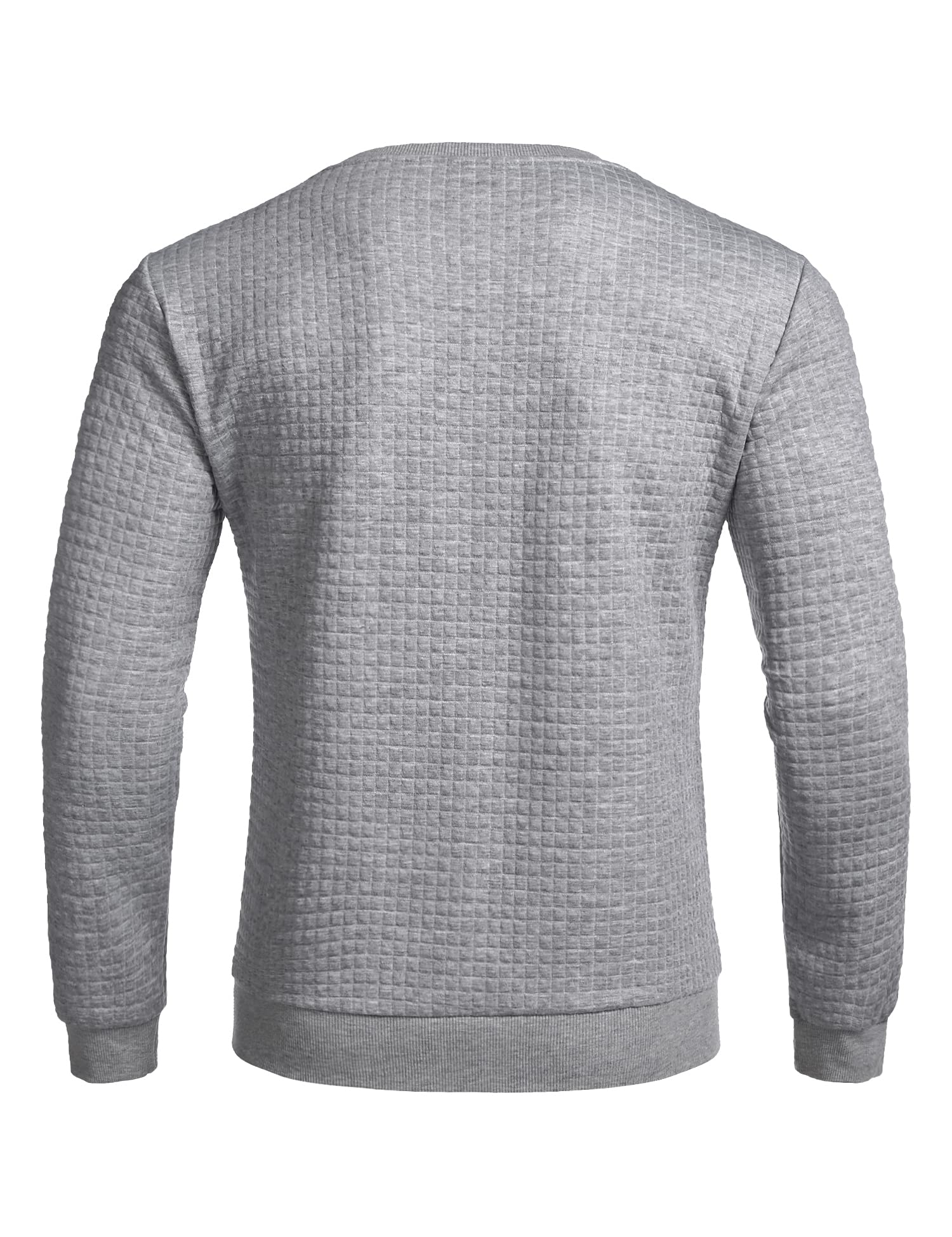 COOFANDY Men's Crewneck Sweatshirt Hipster Workout Long Sleeve Plaid Jacquard Pullover Sweatershirts Midweight Army Green