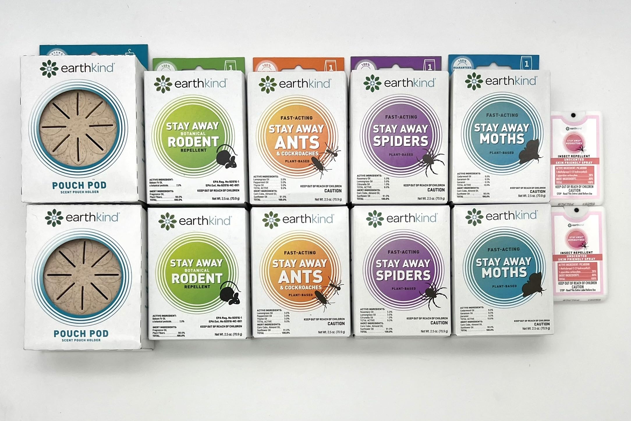 EarthKind Stay Away Rodent, Spider, Ant/Roach, Moth & Mosquito Whole Home Multipack (10-Pack, 2 of Each) - Effective Plant-Based Pest and Insect Repellants