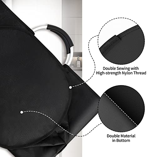 Large Laundry Baskets with Handles Easy Carry Laundry Hamper Waterproof Collapsible Laundry Bags for Kids Bedroom, College Dorms, Bathroom Storage and Laundry Room Service, 120L, Black, Riffty