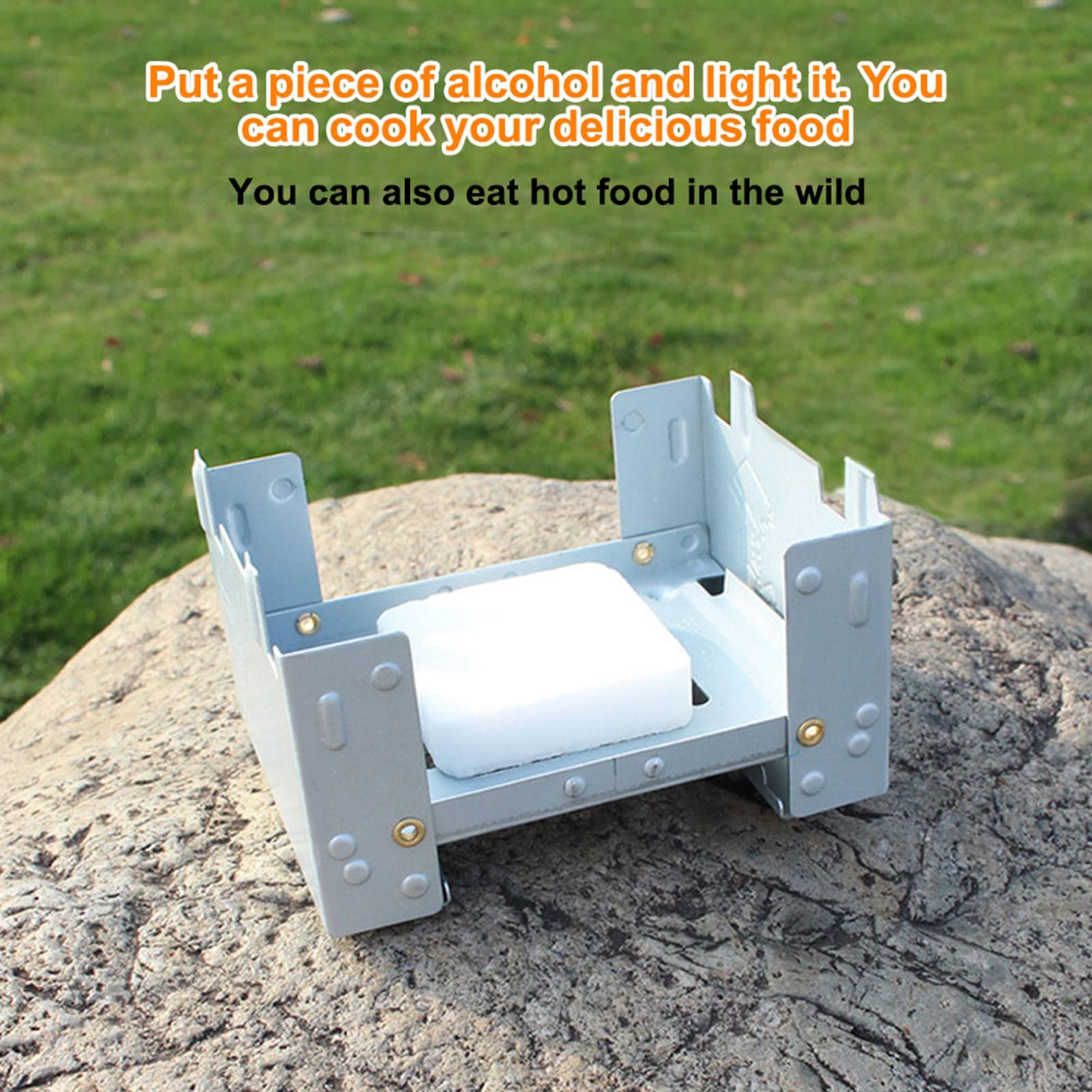 Camping Stove, Folding Pocket Stove Lightweight Alcohol Stoves Portable Stove Folding Burning Stove Solid Fuel Tablet Pocket Stove Survival Stove for Picnic BBQ Camp Hiking