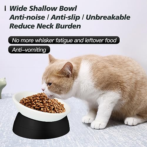 Hi, Ravitat Cat Bowls Elevated Cat Food Bowl Adjustable Cat Dish Anti-Slip and Anti-Noise Raised Cat Bowl Protecting Pet’s Spine Thickened Plastic Bowl Suitable for Indoor Cats, 17 Oz