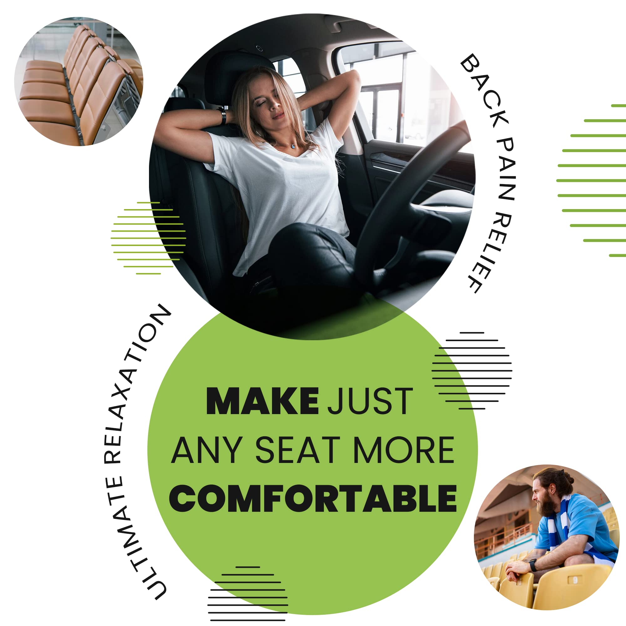 Chair Cushion - Car Seat Cushion β Desk Chair Cushion β Orthopedic Gel & High-Density Memory Foam Coccyx Ergonomic Cushion for Tailbone Pain β Sciatica & Back Pain Relief (Black)