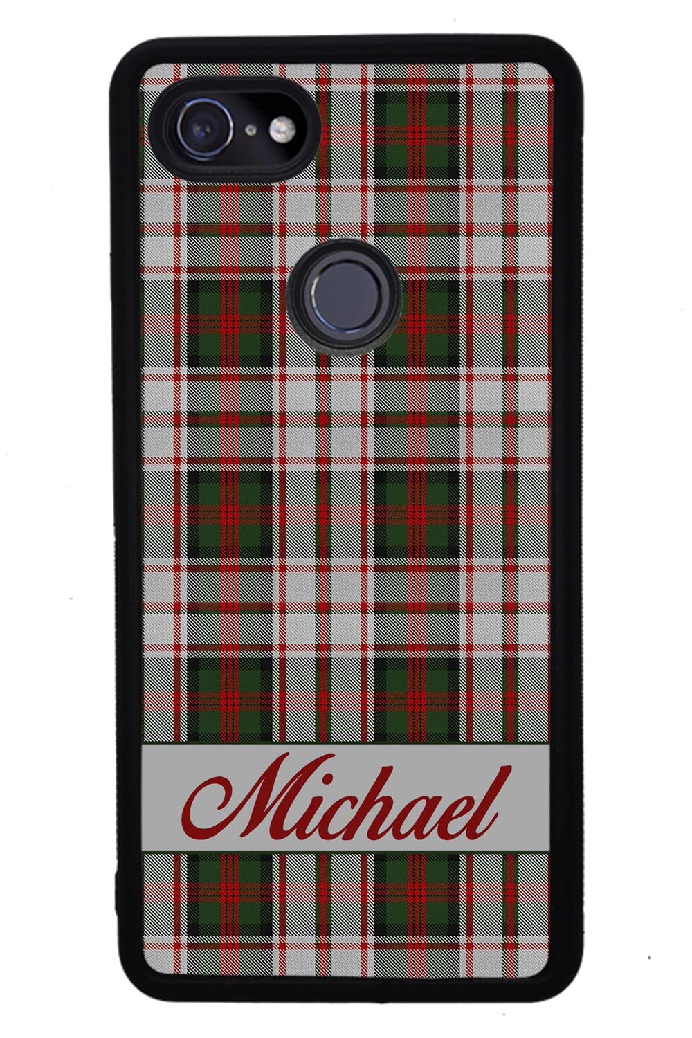 Christmas Tartan Quilt Blanket Personalized Black Rubber Phone Case Compatible With Google Pixel 8 Pro, 8a, 8, 7a, 7, Pixel 7 Pro, 6a, Pixel 6 Pro, 6, 5, 4a 5G, 4a 4G, 4, 4 XL, 3a, 3a XL, 3, 3 XL