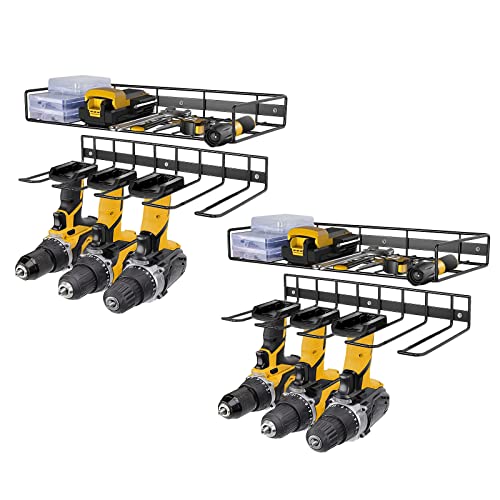 Jeasor Heavy Duty Floating Power Tool Organizers, Metal Holder Wall Mount Storage Rack for Tools, Utility and Sturdy Drill Rack, Multifunctional Garage Tool Rack(4 Pack)