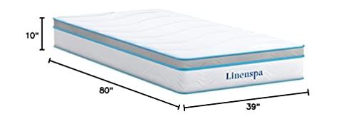 Linenspa 10β Memory Foam and Innerspring Hybrid Mattress + 14β Black Metal Platform Bed β Twin XL Mattress + Metal Folding Twin XL Bedframe