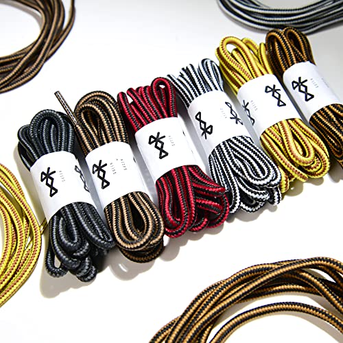 DOR QUEEN Round Work Boots & Hiking Shoelaces [1 Pair] Heavy Duty and Durable Shoelaces for Boots (Black/Gray, 160cm/63in)