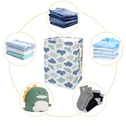 Laundry Hamper Blue Cloud Pattern Collapsible Laundry Baskets Firm Washing Bin Clothes Storage Organization for Bathroom Bedroom Dorm