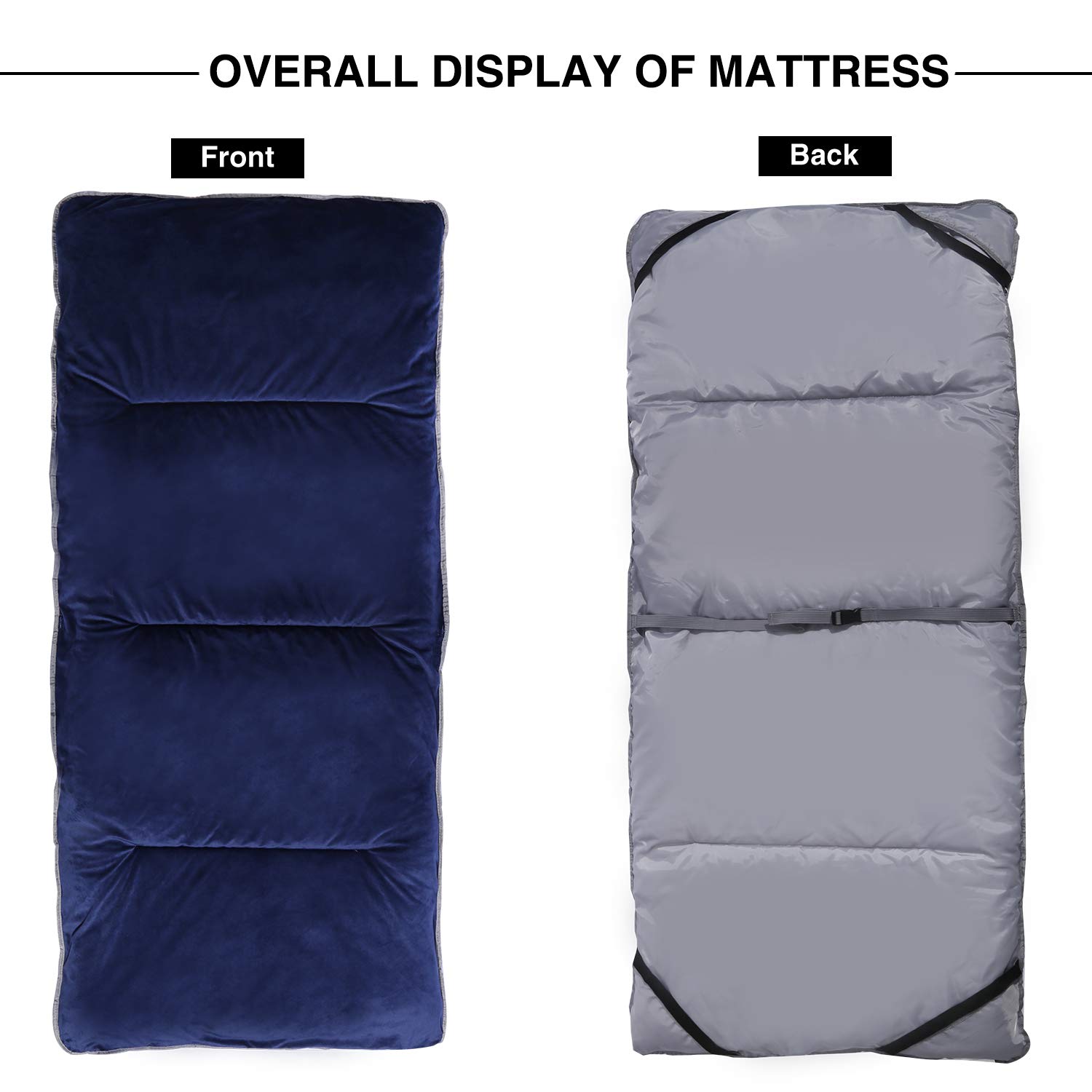 CAMPMOON XL Cot Pads for Camping, Comfortable Thicker Cotton Sleeping Cot Mattress Pad for Adults with Waterproof Bottom, Suitable for Outdoor Indoor, Navy Blue