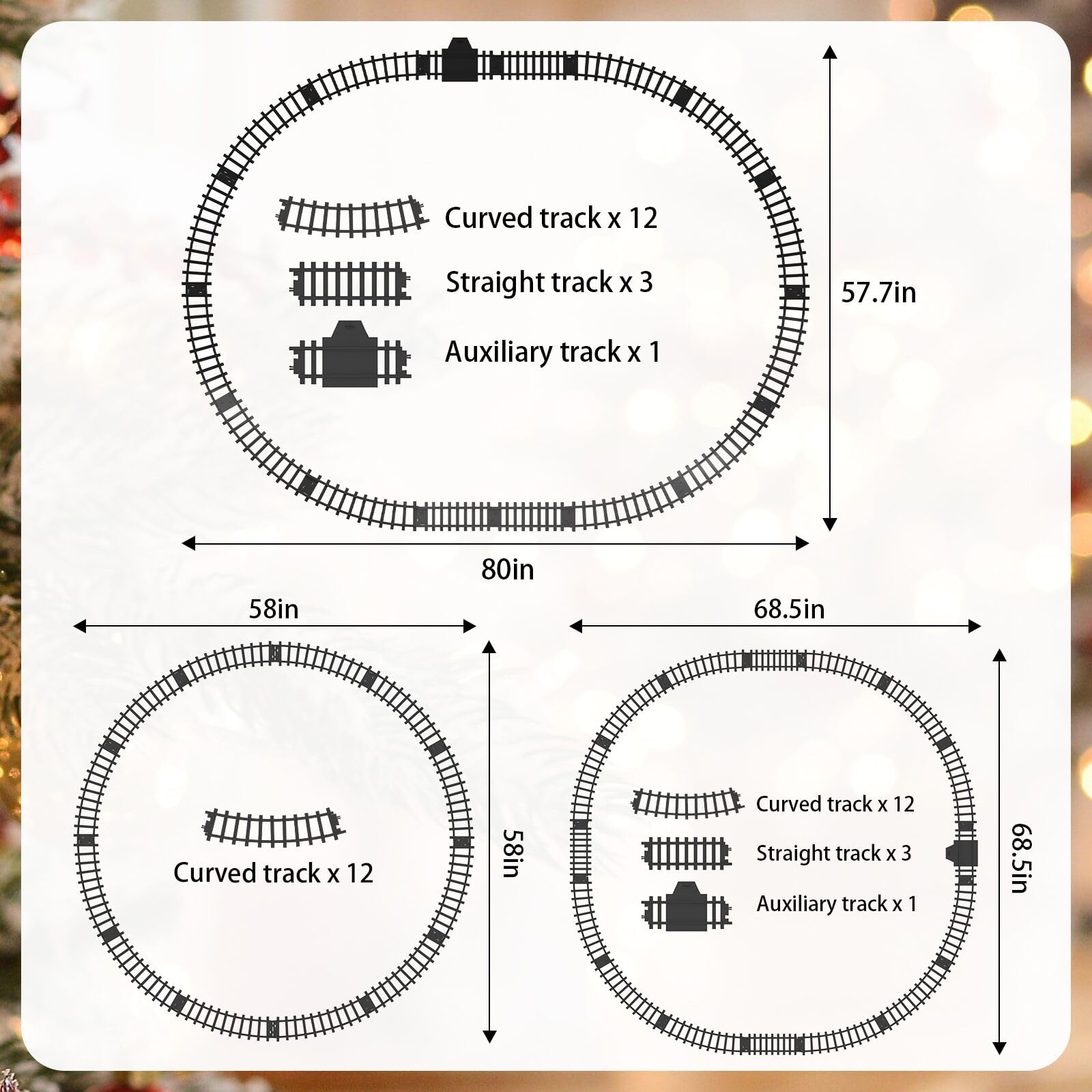 Christmas Train Set, Electric Train Around Tree w/Smoke Light & Sound for Kids Train Toy, Steam Locomotive Engine, Cargo Car and Train Tracks
