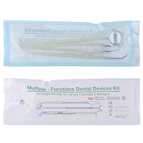 JMU 20 Pack Disposable Dental Examination Kit, 3Pcs Basic Instruments Set, Sterile Packaging, Dental Mirror Explorer Probe Plier, Oral Cleaning Hygiene Kit Dentist Tools
