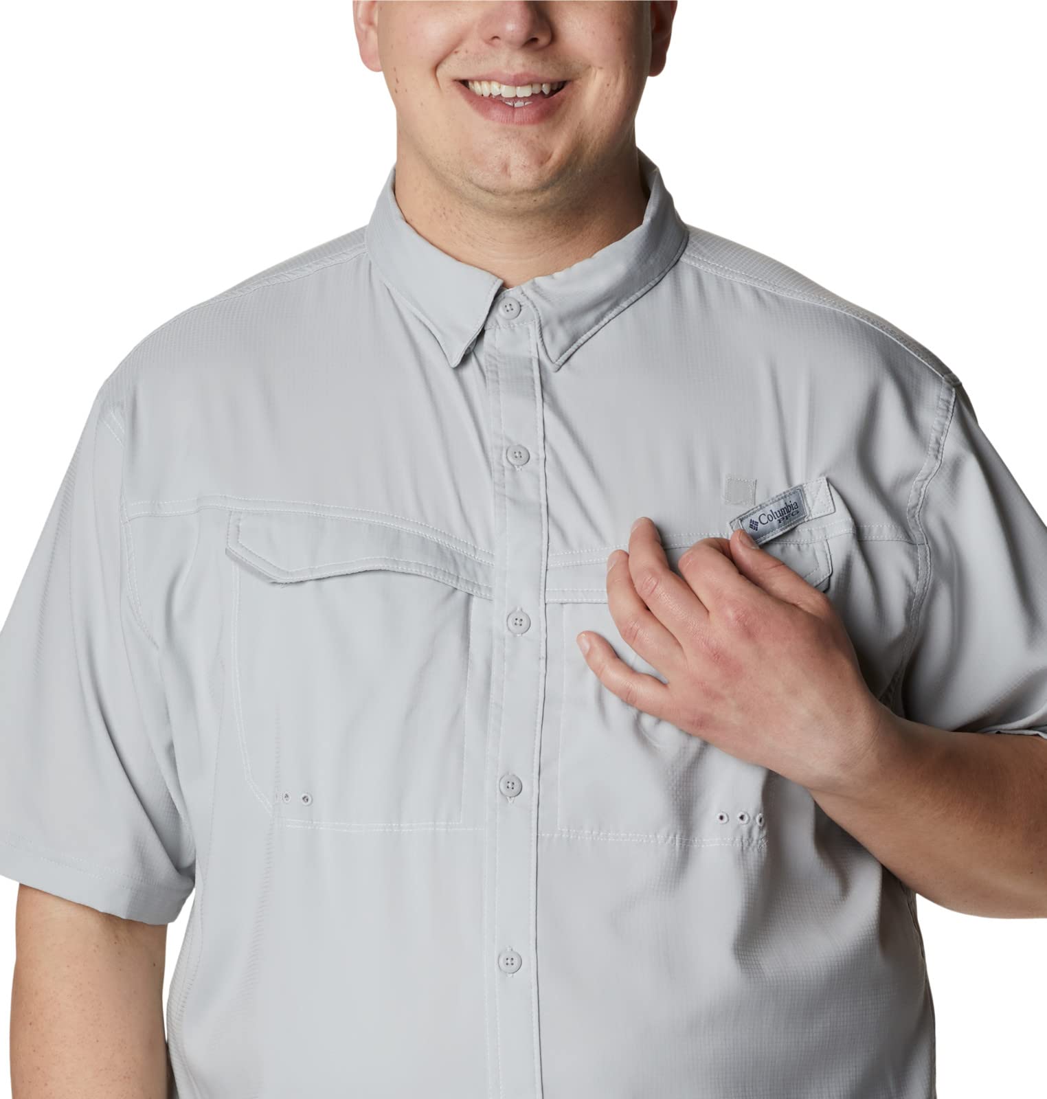 Columbia Men's Low Drag Offshore Short Sleeve Shirt, UPF 40 Protection, Moisture Wicking Fabric T-Shirt,Cool Grey,XX-Large