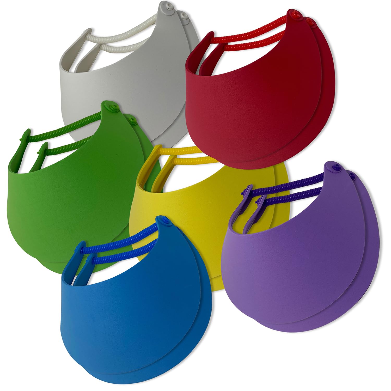 Foam Visors - Set of 12 Foam Visors with Coil Bands Bulk Visors Foam Visors for Kids Womens Visors Bulk Ladies Visors Foam Visors for Women Pool Party Favors Beach Party Favors Pool Party Supplies