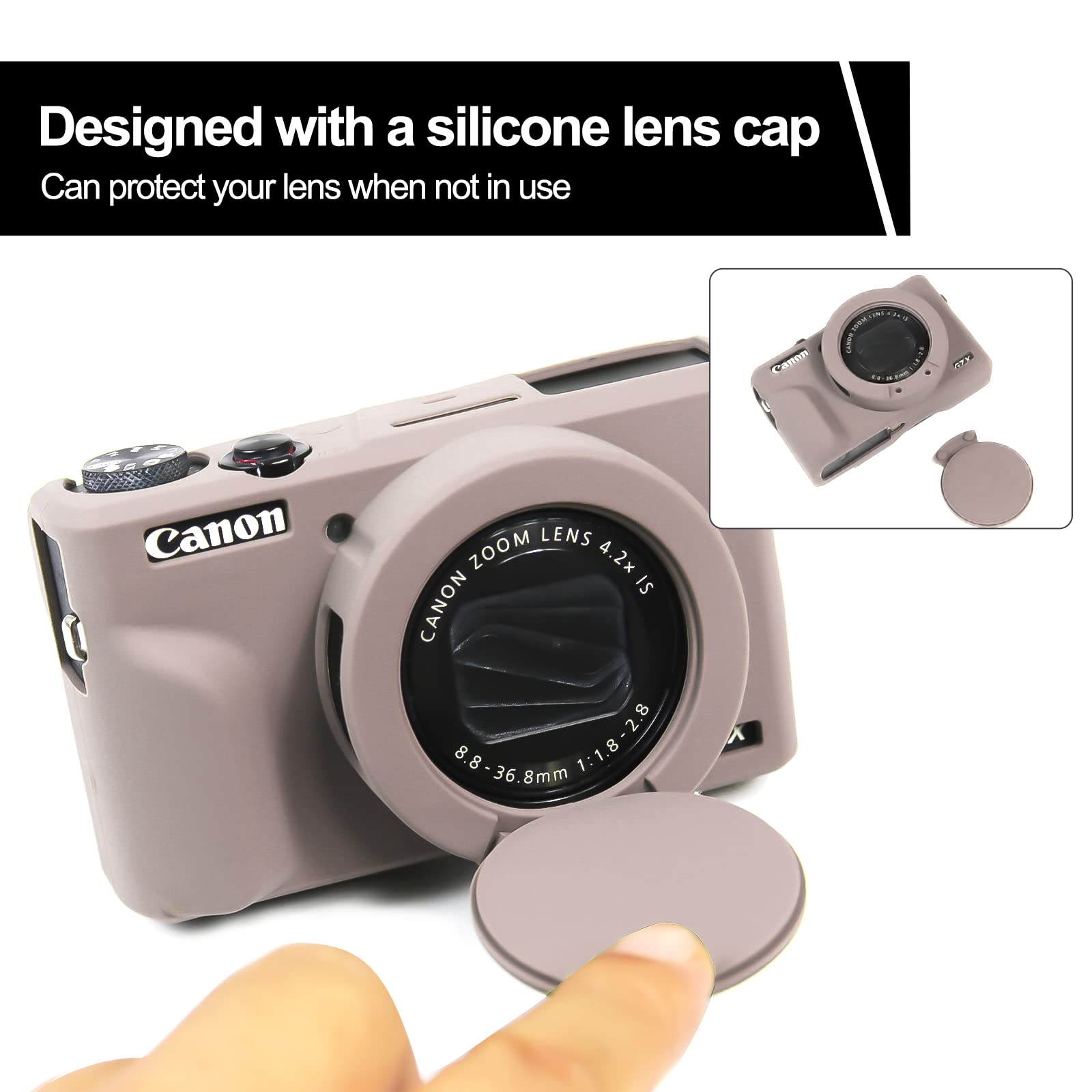 Easy Hood Case for Canon Powershot G7 X Mark III Digital Camera, Soft Silicone Protective Cover with Removable Lens Cover for Canon Powershot G7X Mark III DSLR Camera (Tiffany Pink)