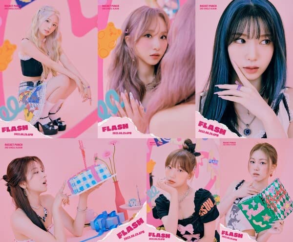 DREAMUS ROCKET PUNCH FLASH 2nd Single Album CD+Poster+Photobook+Photocard+Sticker+Message card+Tracking, Pink