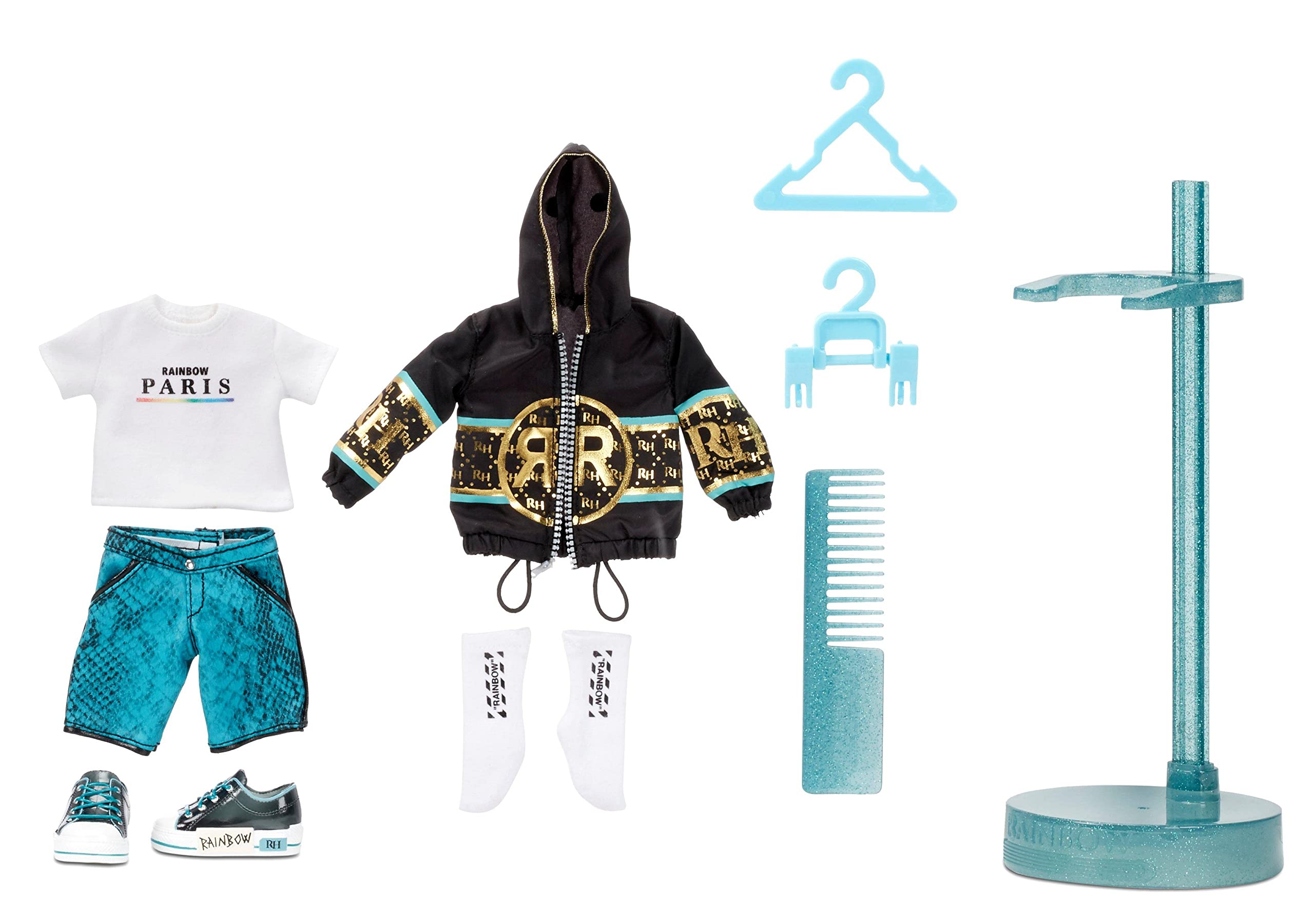 Rainbow High River Kendall – Teal Boy Fashion Doll with 2 Complete Doll Outfits to Mix & Match and Doll Accessories, Great Gift for Kids 6-12 Years Old, Blue