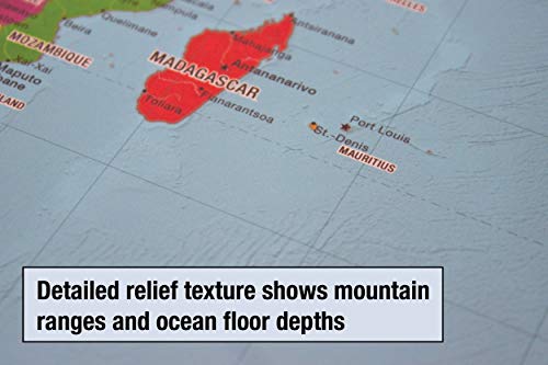Laminated World Voyager Map Poster | Bright Style Map | Includes The Most Legible Location Labels | 36β x 24β | Shipped Rolled in a Tube, Not Folded | Great for The Home or Classroom