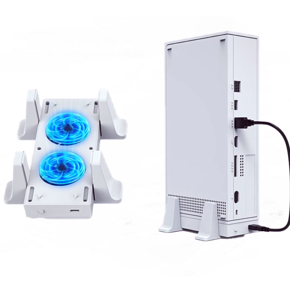 Cooling Fan Stand for Xbox Series S Console, arVin Vertical Stand Dual Purpose Cooling Dock with 2 Fast Cooler System, 3 Level Adjustable Speed, 2 Extra USB Ports, 2 Non-Slip Holder & LED Indicator