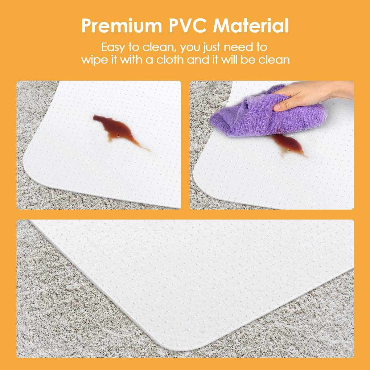 Chair Mat for Carpeted Floor, 36 x 48 inches, Premium Material Chair Mat with Lip, Easy Glide Transparent Mats for Chairs, Good for Desks, Floor Mats for Office