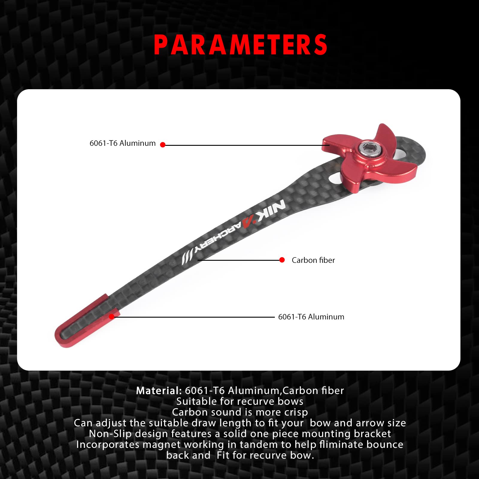 Chuangtong Archery Arrow Clicker, Recurve Bow Signal Release Tool, Carbon Fiber Clicker for Recurve Bow Target Shooting Archery Sight Practice Accessories Color Red