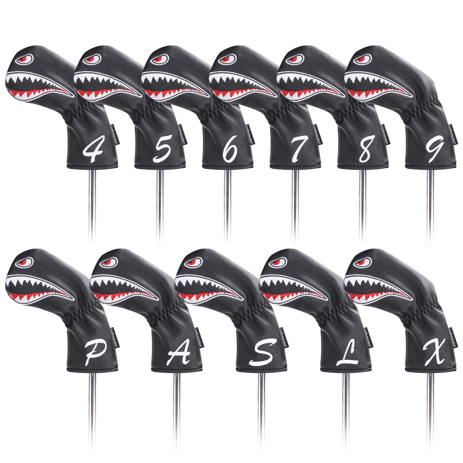 Craftsman Golf 11pcs(4-9,P,A,S,L,X) Shark Sock Iron Headcover Set Long Neck Protector