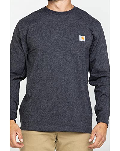 Carhartt Men's Loose Fit Heavyweight Long-Sleeve Pocket T-Shirt, Carbon Heather, REG-M