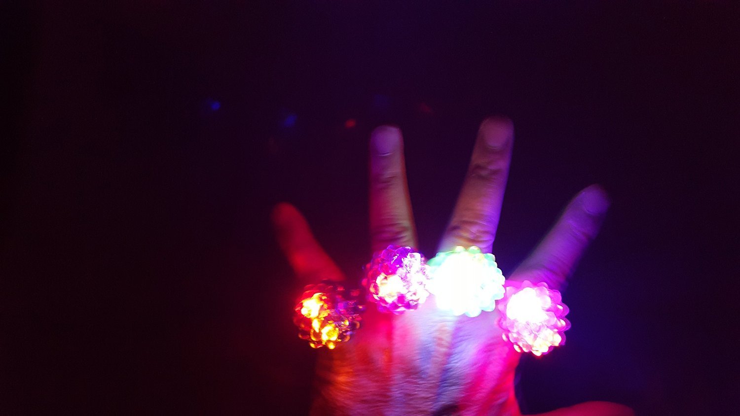 HND® Novety LED Flashing Light Up Jelly Bumpy Ring, For Party,Cutumes,Birthday,Wedding And Any Celebrations. 24-Pack