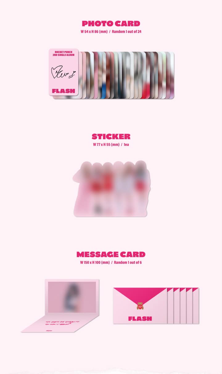 DREAMUS ROCKET PUNCH FLASH 2nd Single Album CD+Poster+Photobook+Photocard+Sticker+Message card+Tracking, Pink