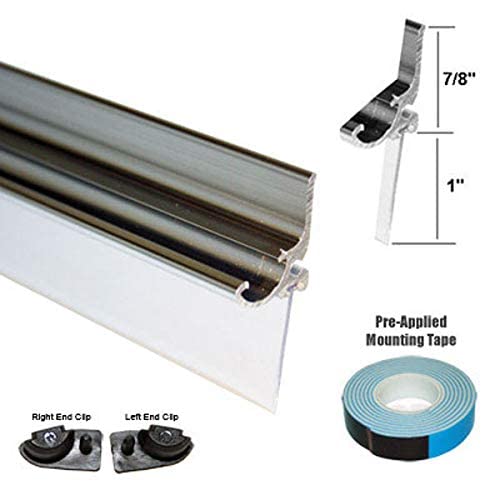 Gordon Glass® Chrome Framed Shower Door Replacement Drip Rail with Vinyl Sweep - 32" Long