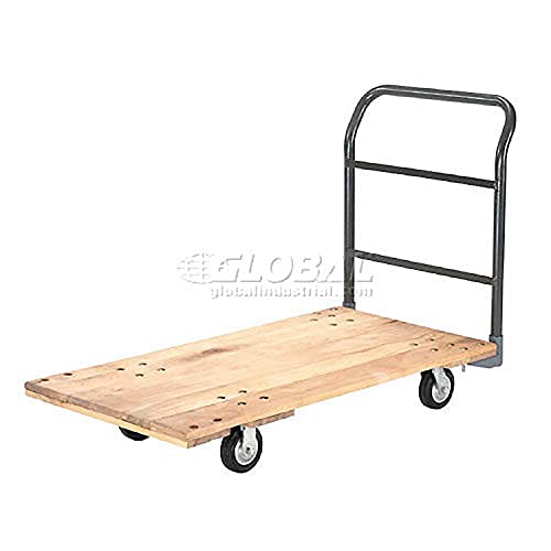 Global Industrial Platform Truck w/Hardwood Deck, 48 x 24, 1400 Lb. Capacity, 5" Rubber Casters