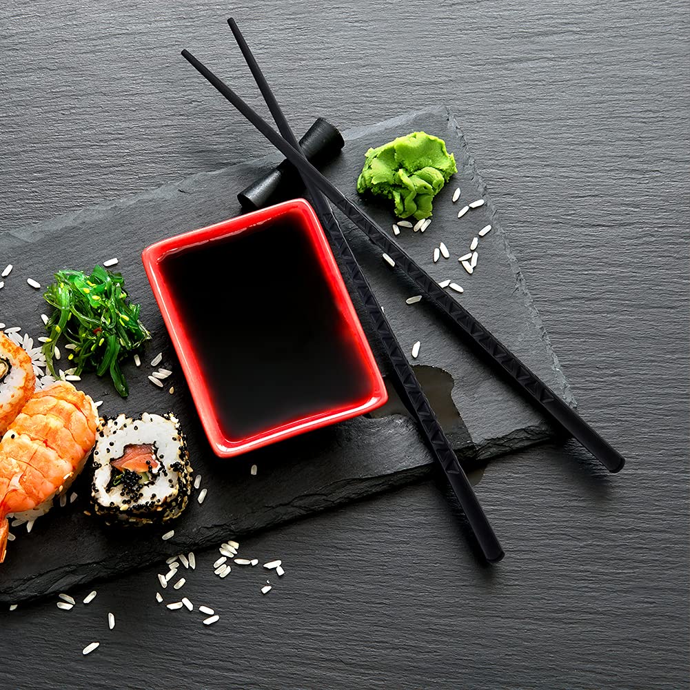 Chopsticks, YFWOOD 5 Pairs Fiberglass Chopsticks - Reusable Japanese Chinese Chopsticks Dishwasher Safe, Non-Slip,9.6 Inch- Black
