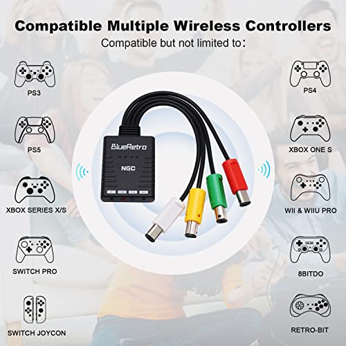 RetroScaler Wireless Controller Adapter - Bluetooth Controller Adapter for NGC Game Console, Compatible with PS3/PS4/PS5, Xbox One S, Series X/S, Switch Pro, Video Game Converter to NGC System