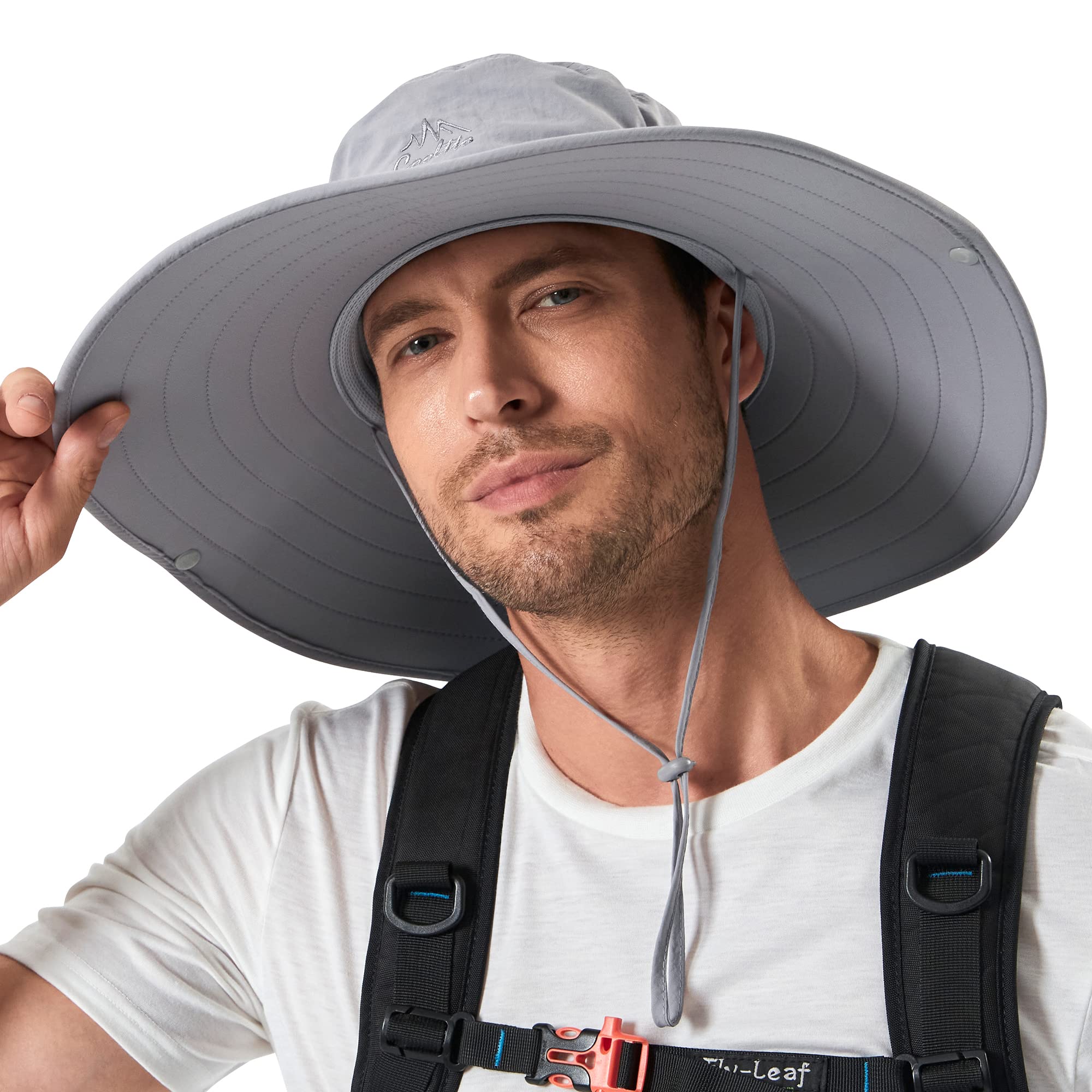 Cooltto Wide Brim Sun Hats with Waterproof Breathable for Fishing, Hiking, Camping,for Men Women Kids Light Gray