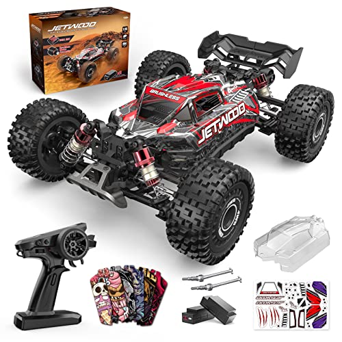 Jetwood 1:16 4WD Brushless Fast RC Cars for Adults, Max 42mph Hobby Grade Electric Racing Buggy, Oil-Filled Shocks, AWD Offroad Remote Control Car with 2 Li-Po Batteries, Monster RC Truck for Boys