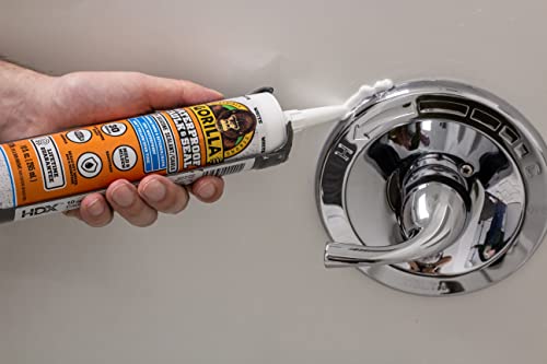Gorilla Waterproof Caulk & Seal 100% Silicone Sealant, White, 10oz Cartridge (Pack of 1)