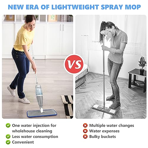 Spray Mops for Floor Cleaning Microfiber Floor Mop for Hardwood Floors Wet Dust Mop Flat Mop Floor Cleaner Mop with 4 Washable Pads 440 Ml RefillableĀ Bottle for Wood Floor Tile Laminate Vinyl Kitchen