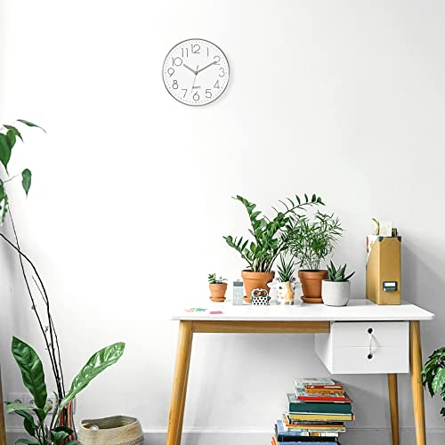 Lumuasky Silent Wall Clock Battery Operated Analog Small Cute Non-Ticking Decorative Clock for Bedroom Kitchen Living Room School Office Classroom Decor (10 inch)
