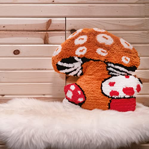 Lunar Sol Mushroom Pillow Boho Throw Pillow - Cute Stuff Soft Plushie Squishy Stuffed Pillows Aesthetic Indie Hippie Decor & Accessories for Bed, Car, Home - Fun Mushroom Decorations, 15" x 17"