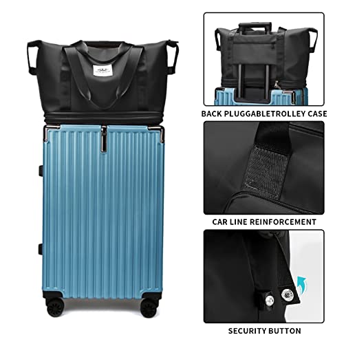 Large Capacity Travel Duffel Tote Bag with Dry Wet Separation Pocket, Waterproof Shoulder Weekender Bag for Women and Men，Foldable and Expandable Bag Lightweight and Easy Carry on