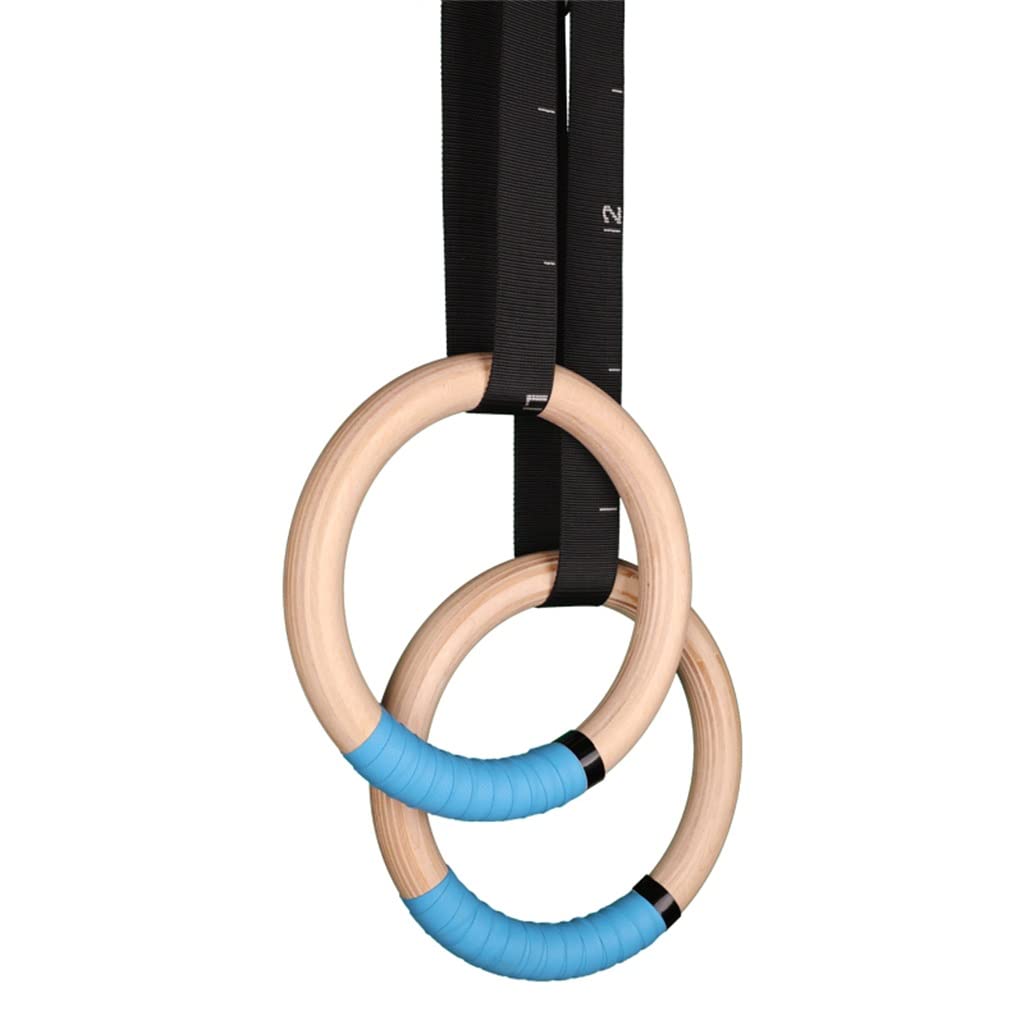 DHTDVD Straps Wooden Gymnastic Ring Adjustable Home Fitness Strength Training Gym Pull-up Free Non Slip Adhesive Tape