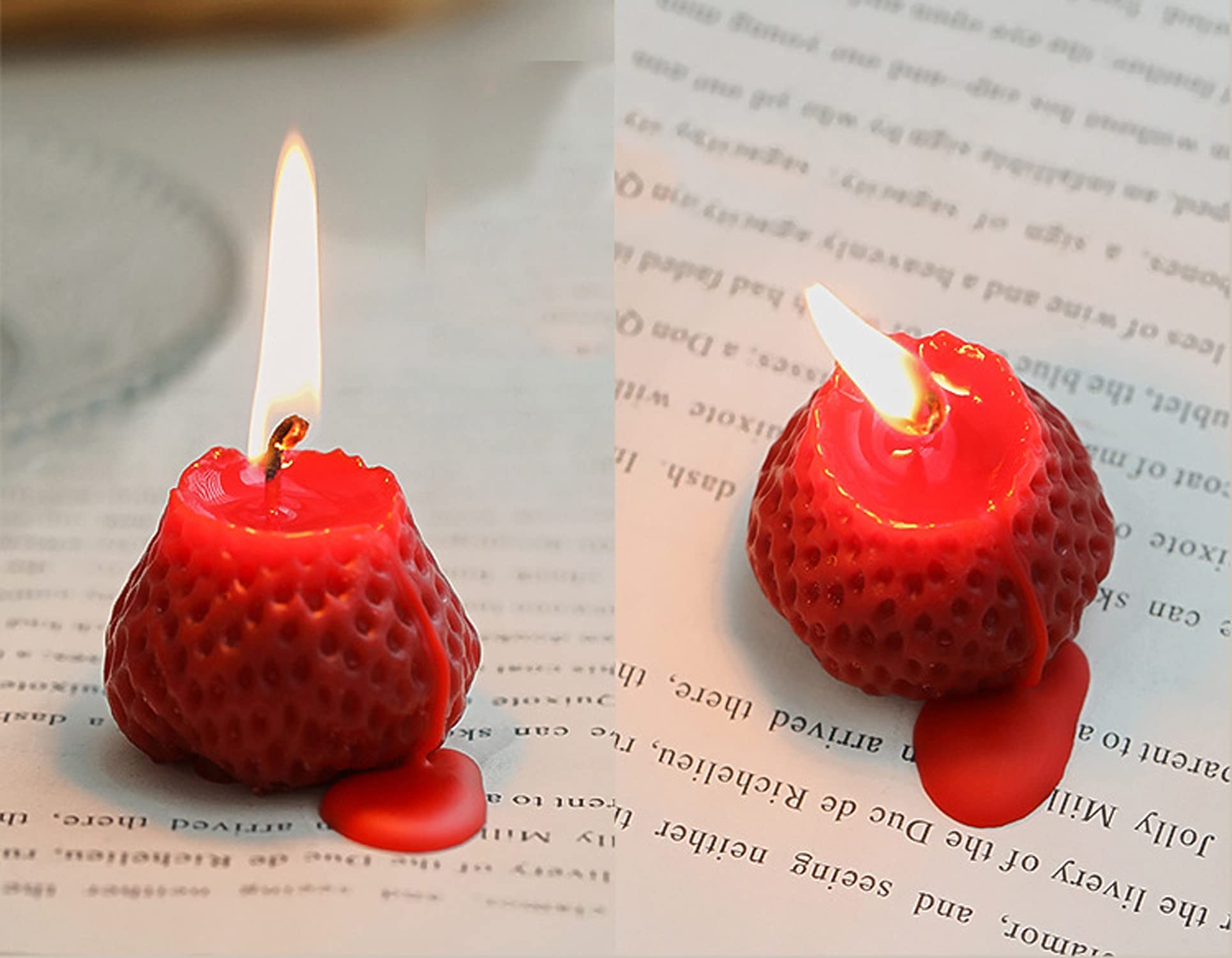 Strawberry Shaped Scented Candle,4PACK 75G Fruit Aroma Soy Wax Decorative Candle for Table Photo Prop Birthday Gift,Prefect for Meditation Stress Relief Mood Boosting Bath Yoga (Red)