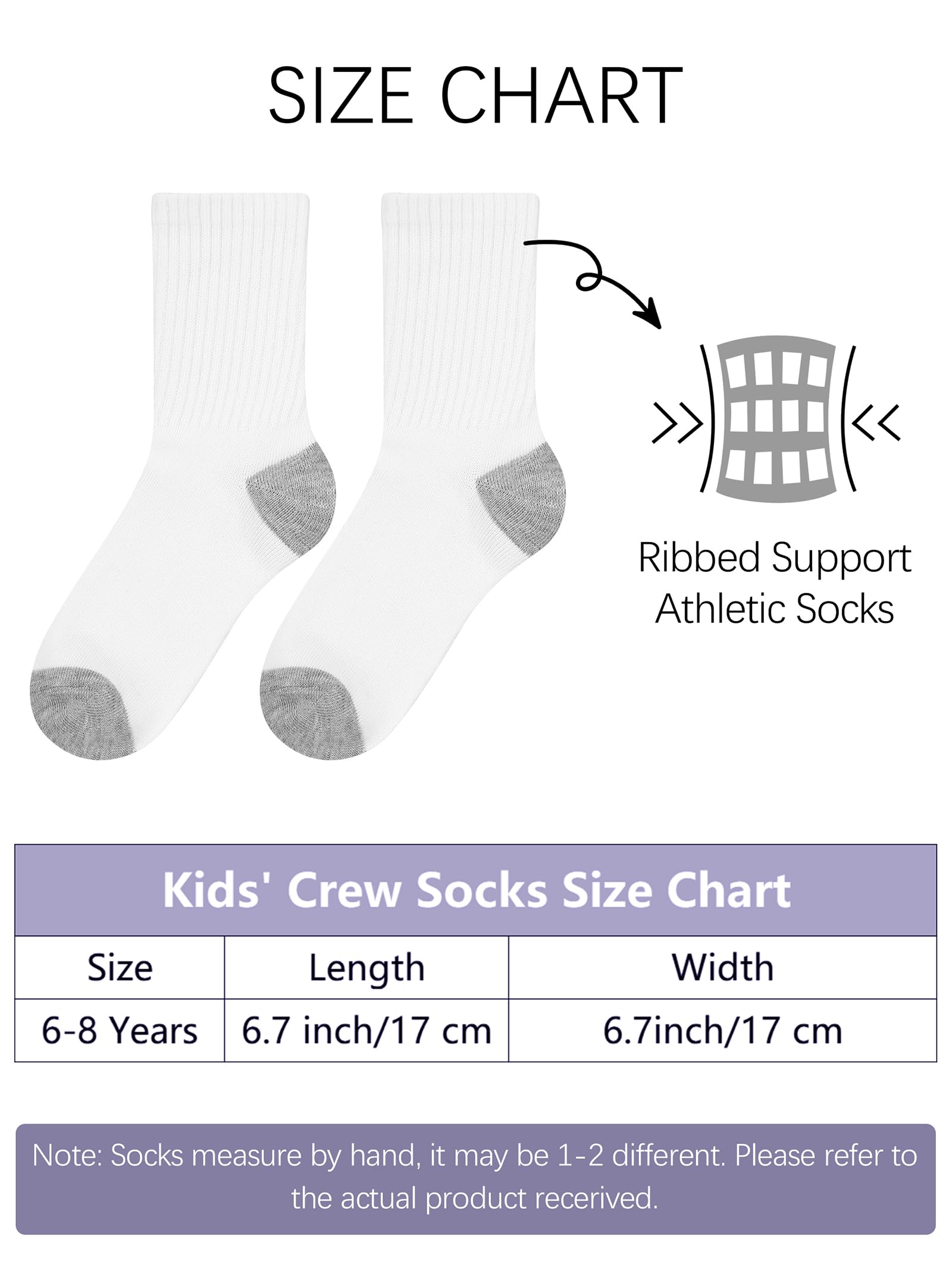 Cooraby 15 Pack Boys' Crew Socks Classics Ribbed Support Athletic Kids Socks (White & Gray, 2-4 Years)