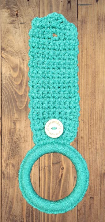 Crochet Hanging Dish Towel Holder (Bright Teal)